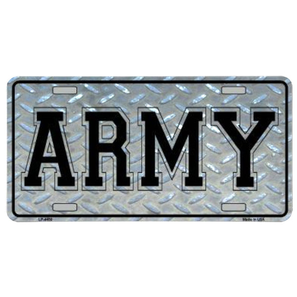US Army Military Diamond Plate Metal License Plate – Honor Valor